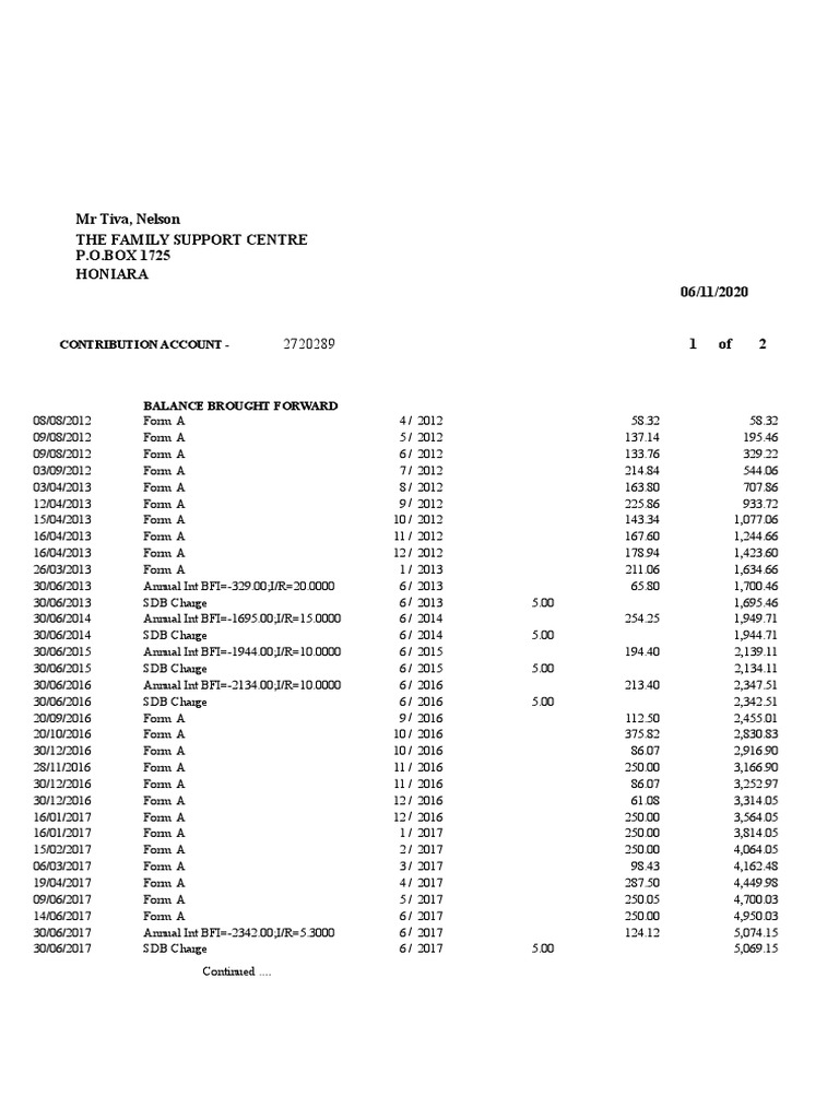 Family Support Centre Contribution Account | PDF