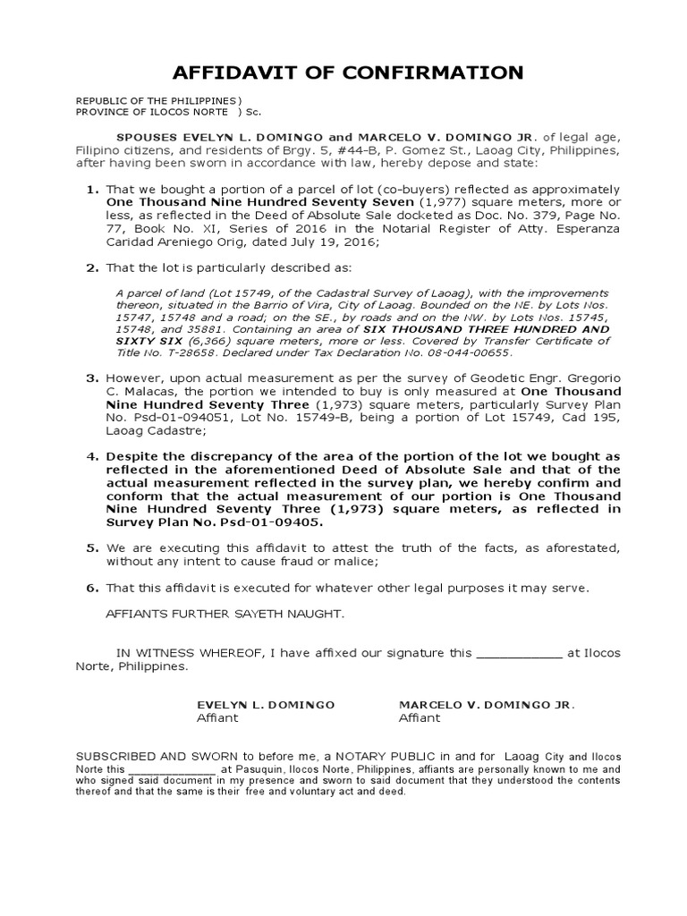 Affidavit of Confirmation | Download Free PDF | Affidavit | Evidence