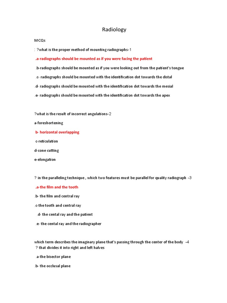 X-Ray Mcqs | PDF | Human Tooth | Dental Anatomy