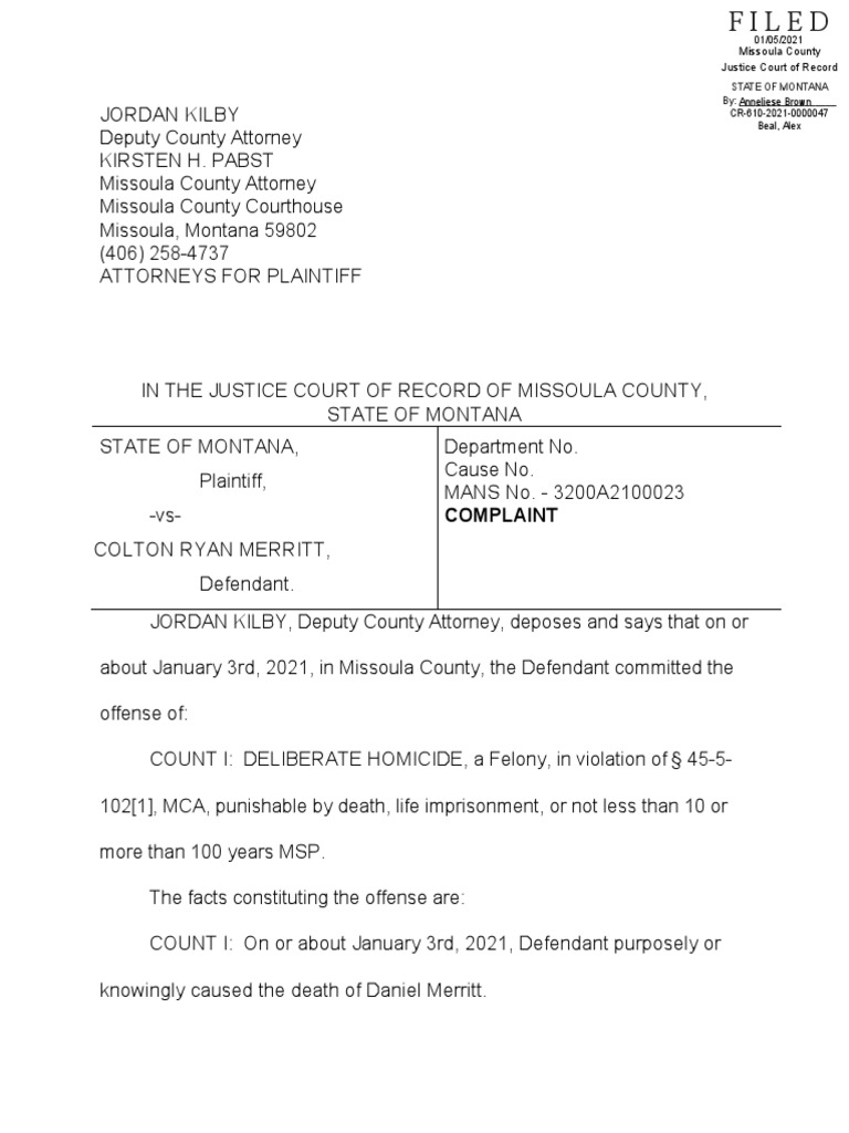 Merritt, Colton Ryan Charging Documents | PDF | Magazine (Firearms ...