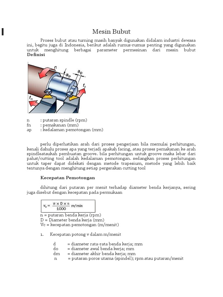 Parameter Mesin Bubut | PDF