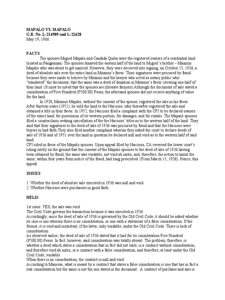 8 - Mapalo V Mapalo - de Los Reyes | PDF | Void (Law) | Annulment