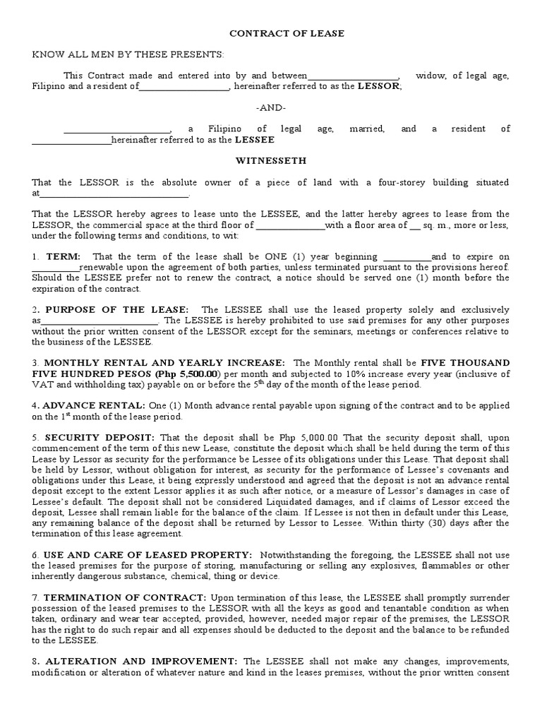 Contract of Lease - 2021 | Download Free PDF | Lease | Legal Concepts