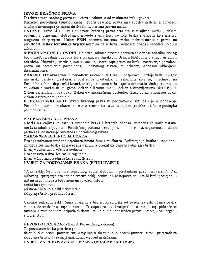 Bracno - Pitanja I Odgovori Za Zavrsni1 | PDF