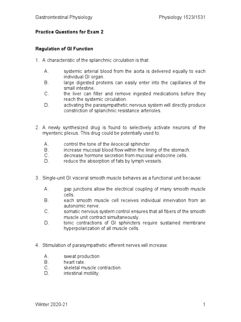 Practice GI Questions | PDF | Stomach | Digestion