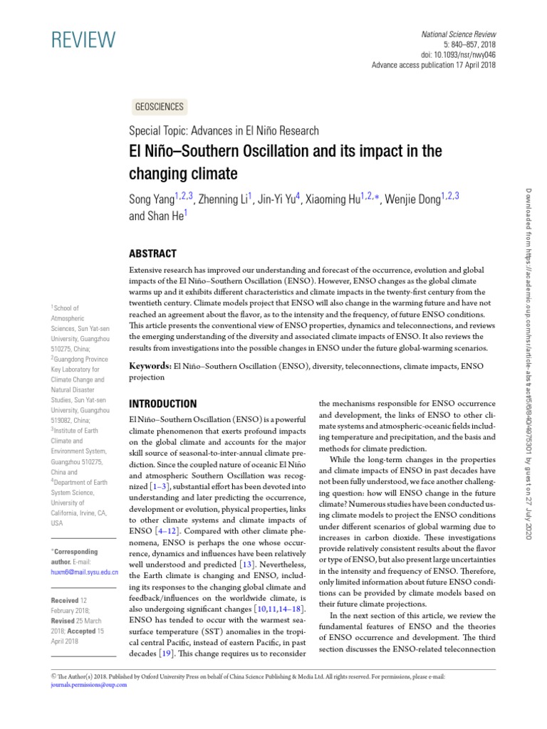 El Nino-Southern Oscillation and Its Impact in The Climate Change | PDF ...