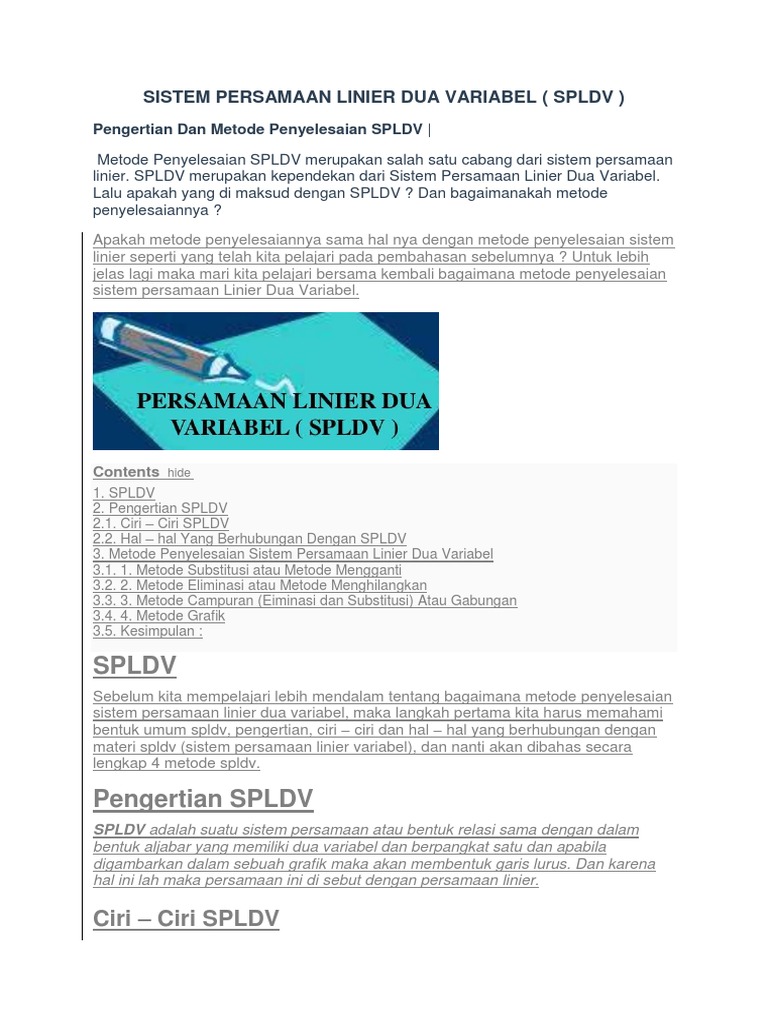 SPLDV Metode Substitusi | PDF