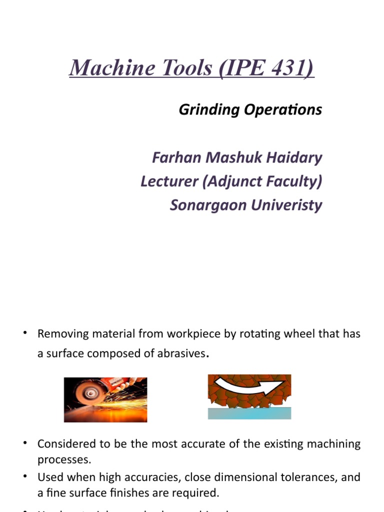Grinding Operations in Machine Tools | PDF | Science & Mathematics