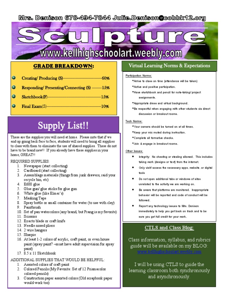 Virtual Art Class Guidelines and Supplies | PDF | Paintings