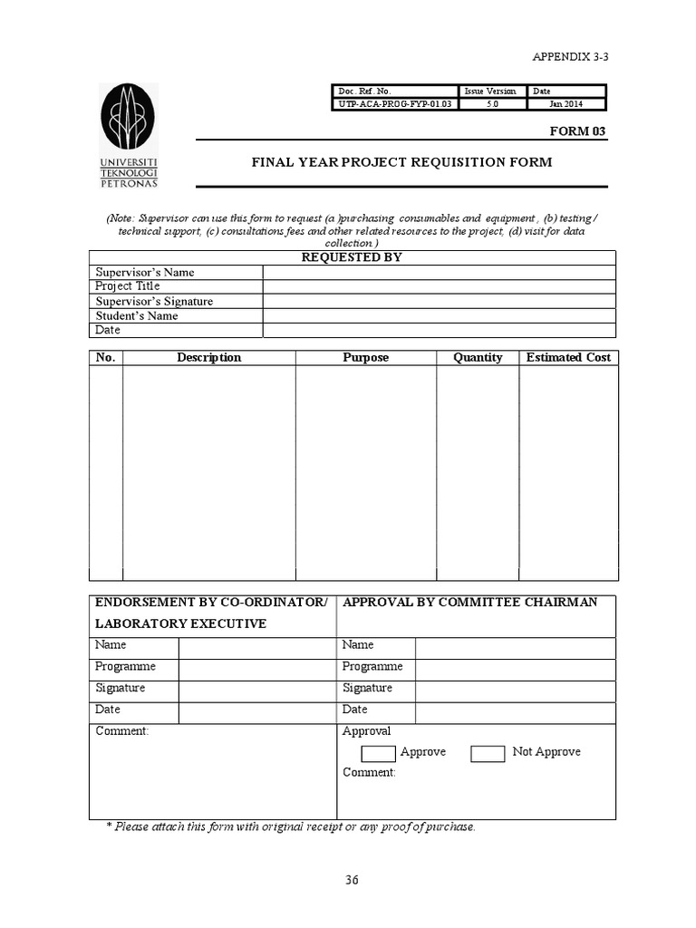Final Year Project Requisition Form: Appendix 3-3 | PDF