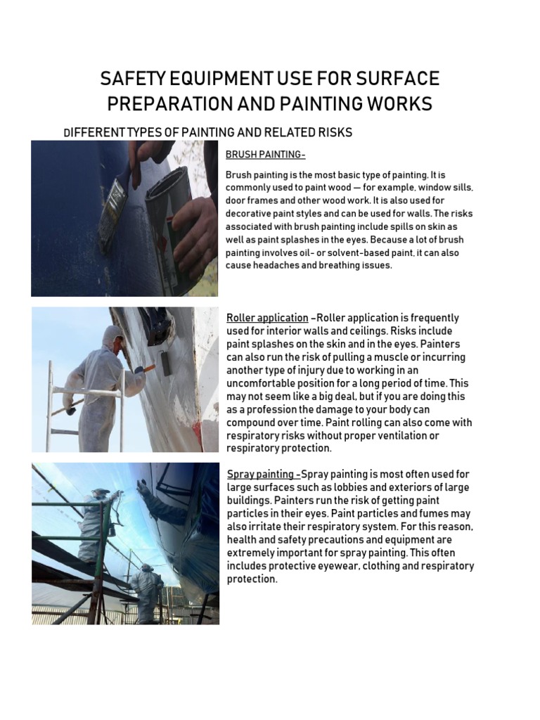 Safety Equipment Use For Surface Preparation and Painting Works | PDF ...