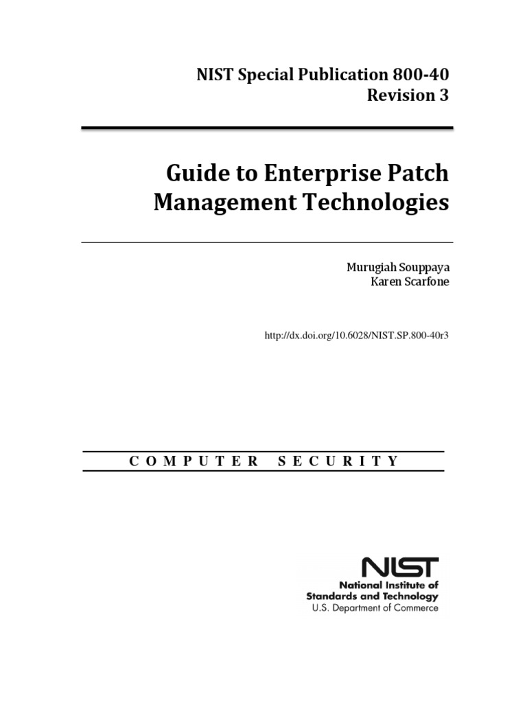 Guide To Enterprise Patch Management Technologies: NIST Special ...