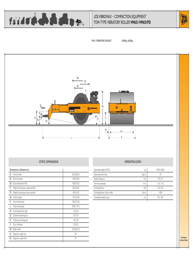 JCB Vibromax - Compaction Equipment Tow-Type Vibratory Roller Vm651 ...