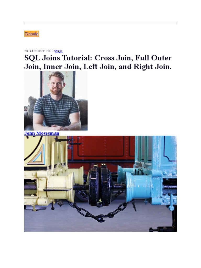 SQL Joins Tutorial: Cross Join, Full Outer Join, Inner Join, Left Join, and Right Join | PDF ...