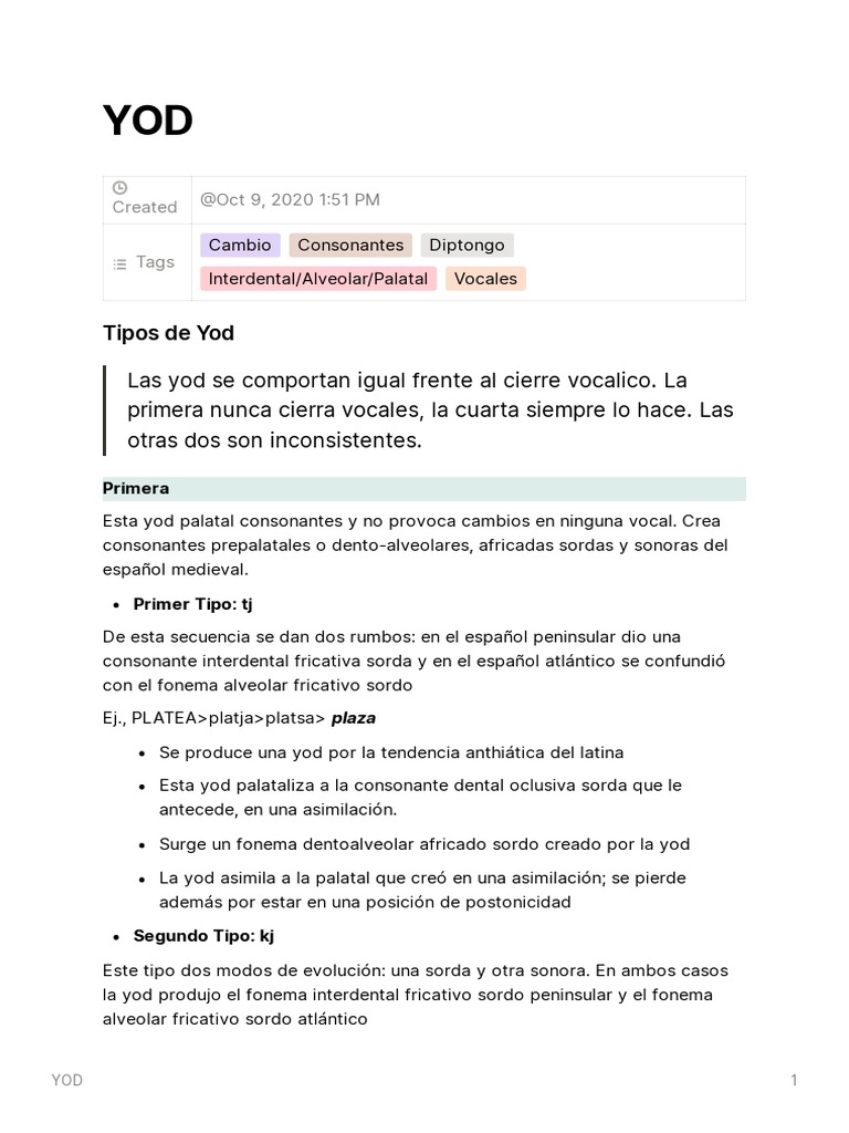 Tipos y Evolución de la Yod | PDF | Fonema | Fonética