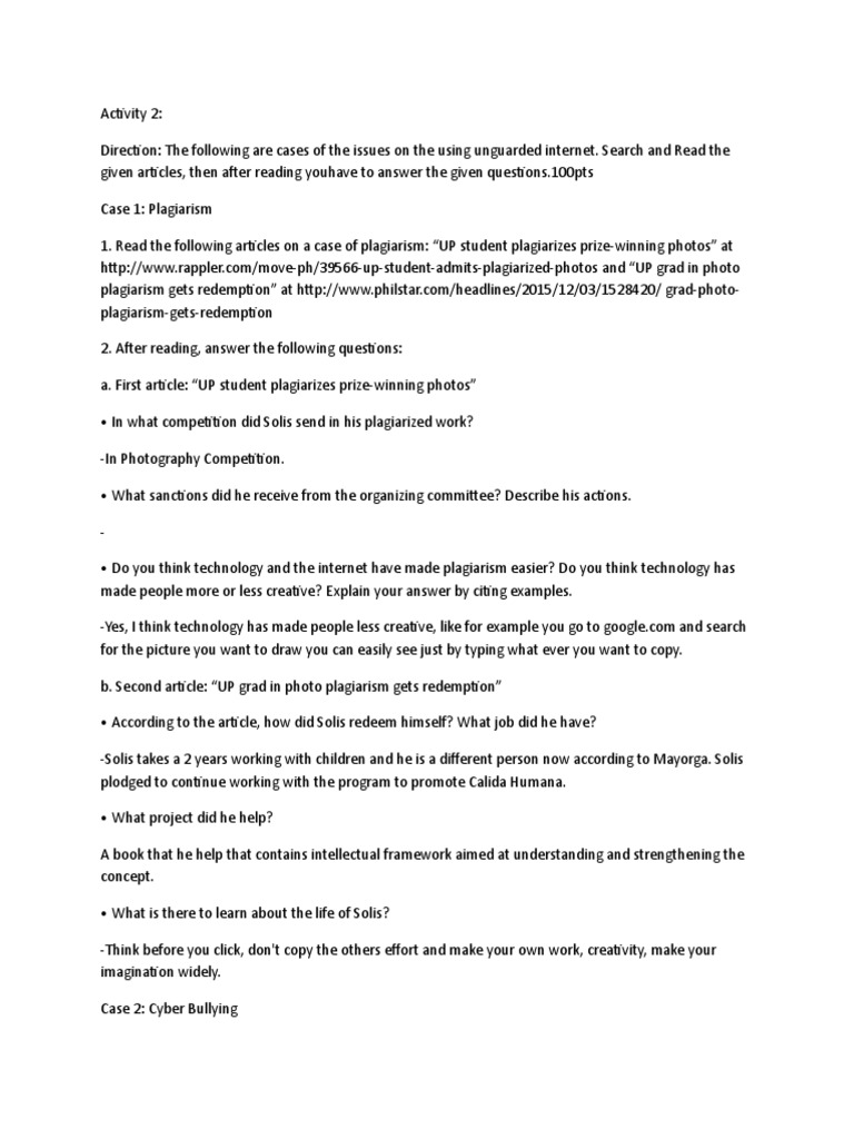 Lesson 8 | PDF | Cyberbullying | Bullying