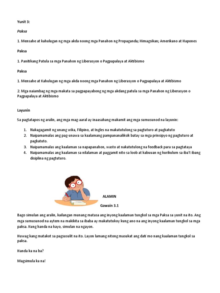 YUNIT 3 Panulaang Filipino | PDF