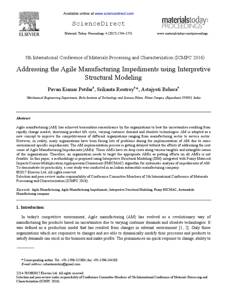 Addressing The Agile Manufacturing Impediments Using Interpretive Structural Modeling | PDF ...