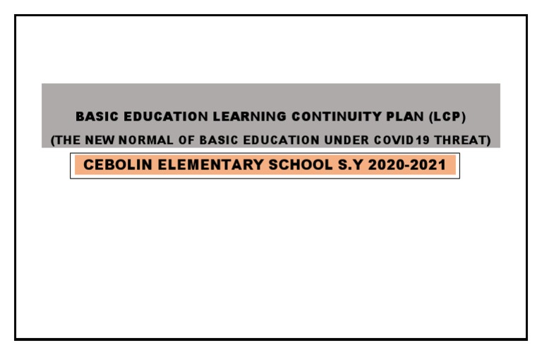 Basic Education Learning Continuity Plan Cover | PDF