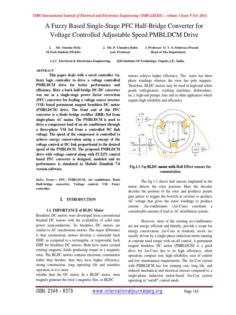 A Fuzzy Based Single-Stage PFC Half-Bridge Converter For Voltage Controlled Adjustable Speed ...