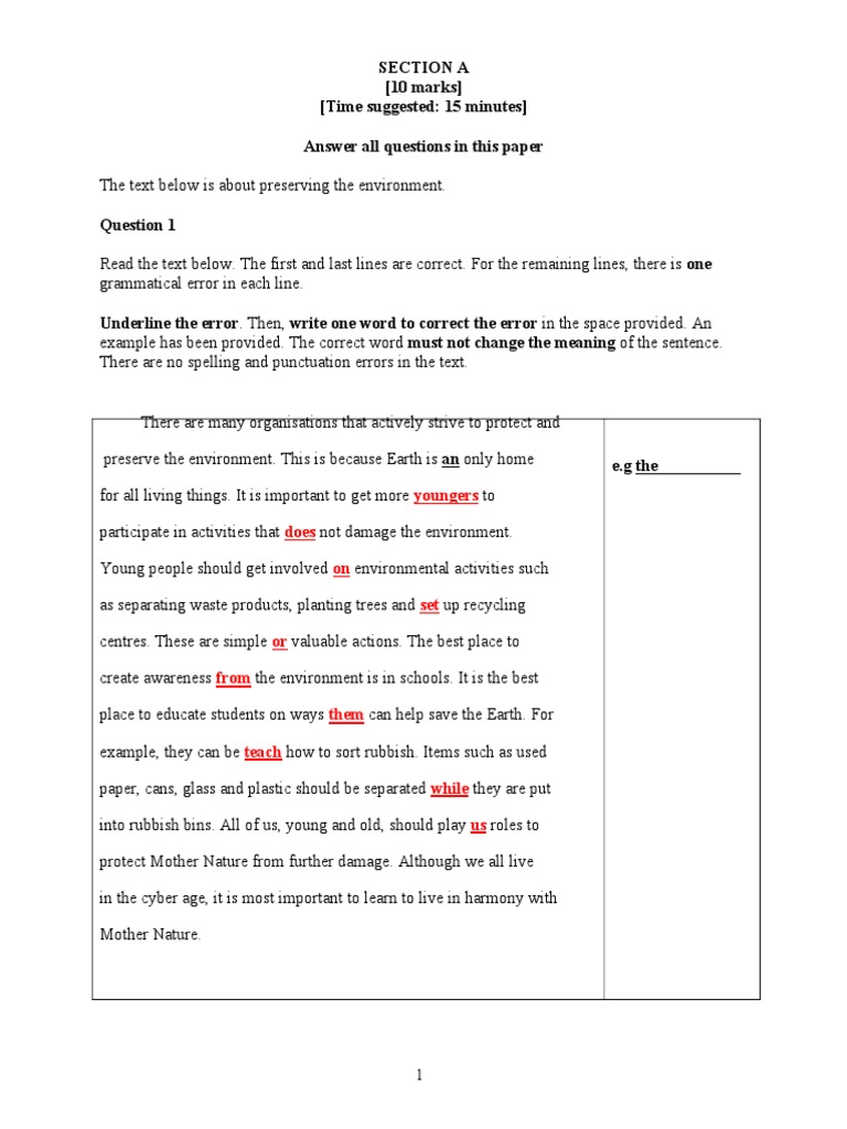 Form 1 - English Exam Paper | PDF | Malaysia | Question