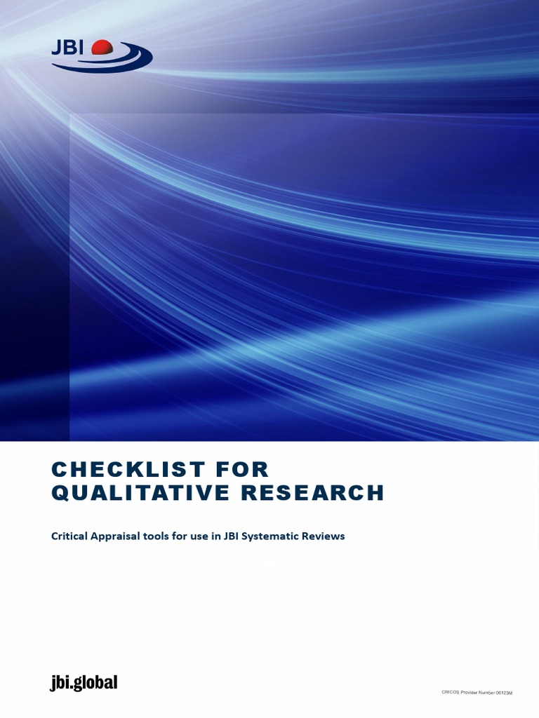Checklist For Qualitative Research: Critical Appraisal Tools For Use in ...