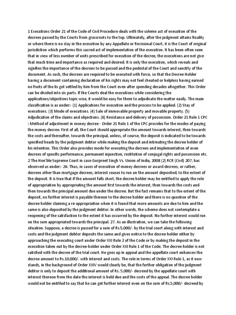 1 Executions Order 21 of The Code of Civil Procedure Deals With The Solemn Act of Execution of ...