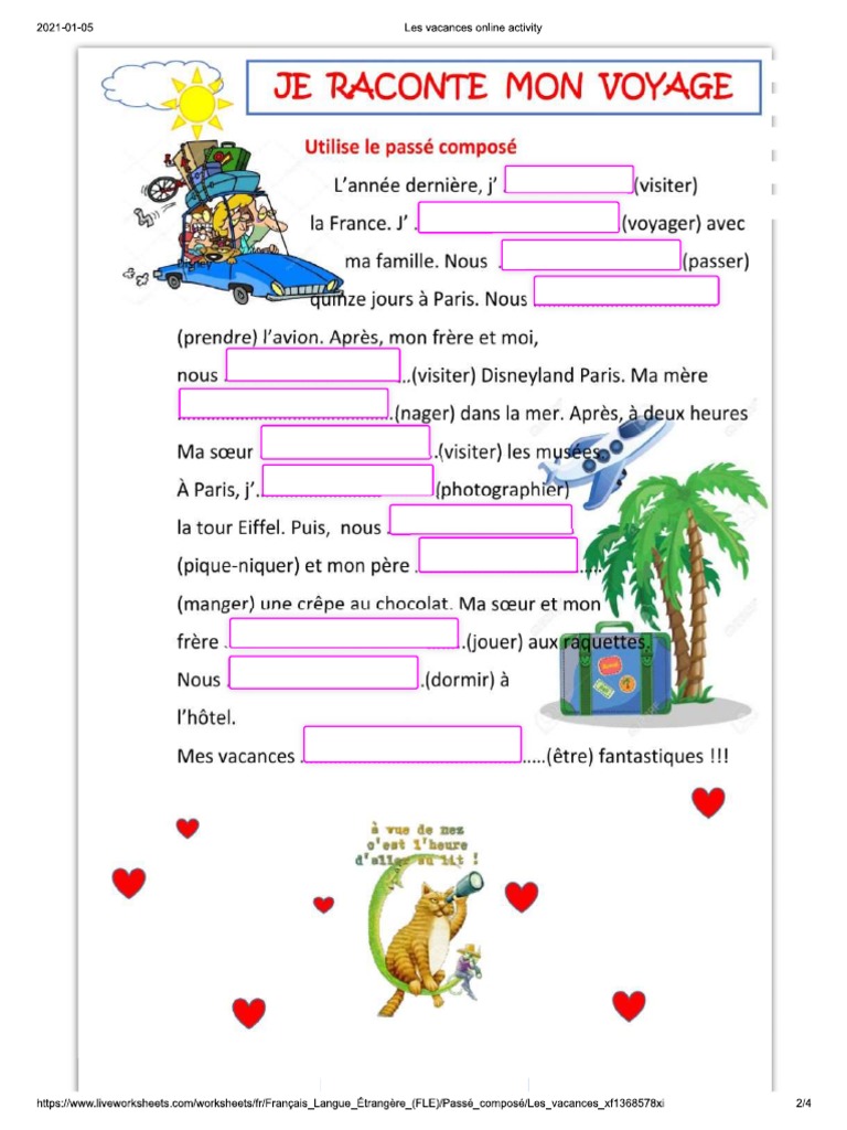 Je Raconte Mon Voyage - Passe Compose PDF | PDF