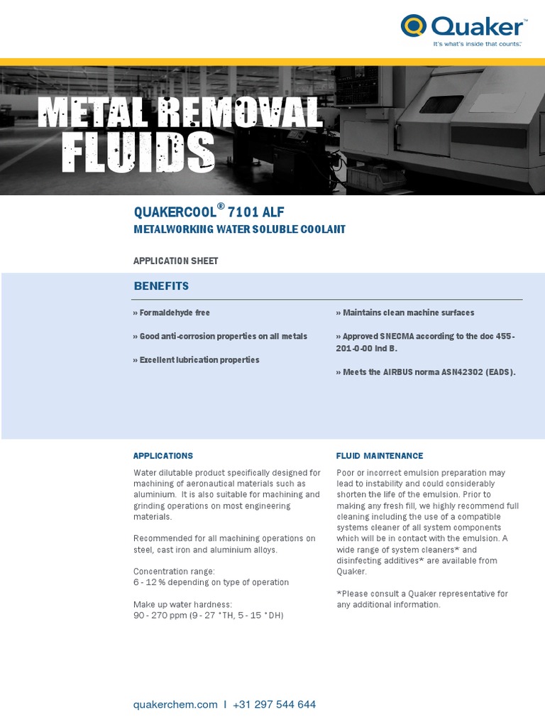 Quakercool 7101 ALF - TDS - 1 PDF | PDF | Metalworking | Alloy