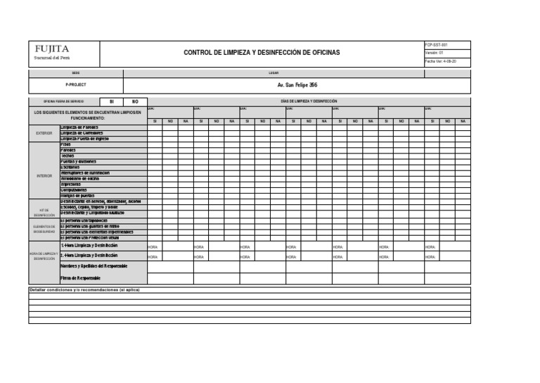 Check List de Limpieza de Oficinas | PDF | Business