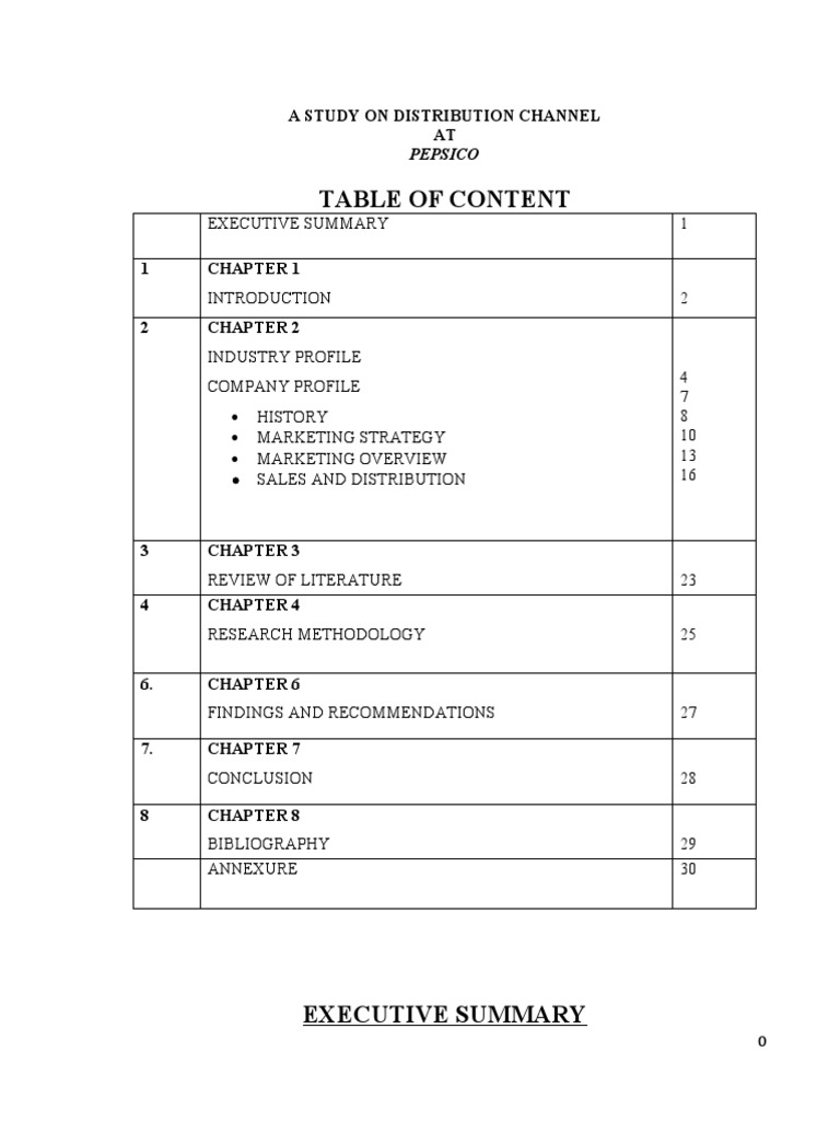 A Study On Distribution Channel of Pepsico | PDF | Pepsi | Pepsi Co
