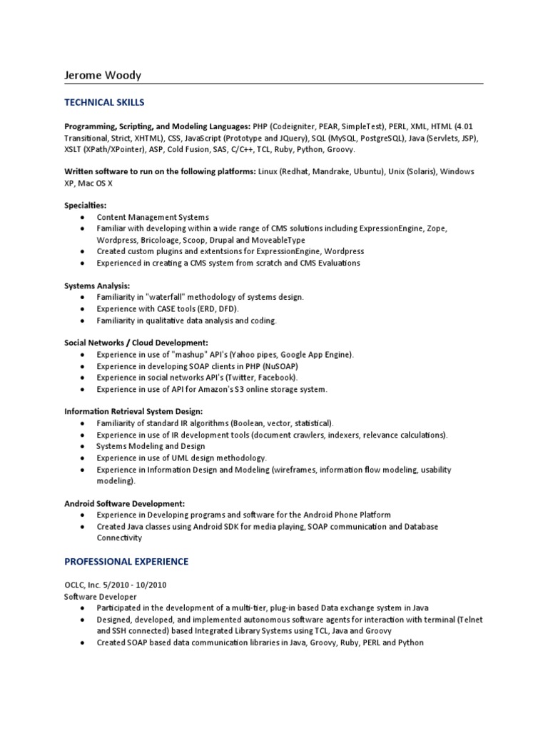 Jerome Woody Resume | PDF | Websites | Internet & Web