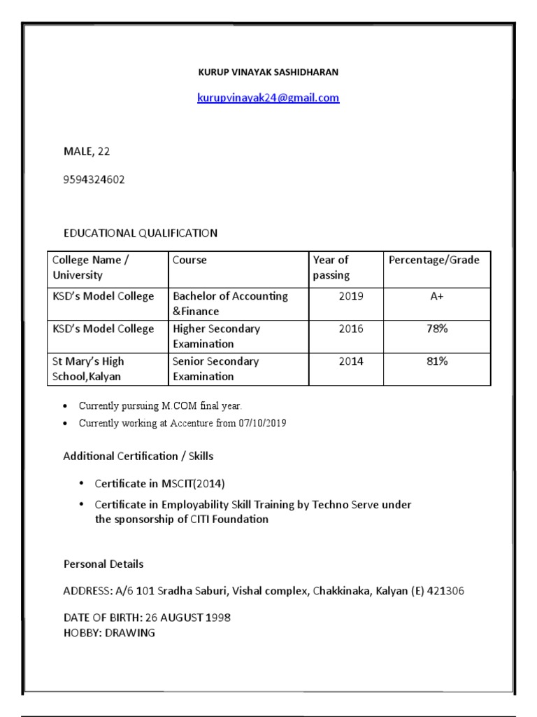 Vinayak Resume | PDF