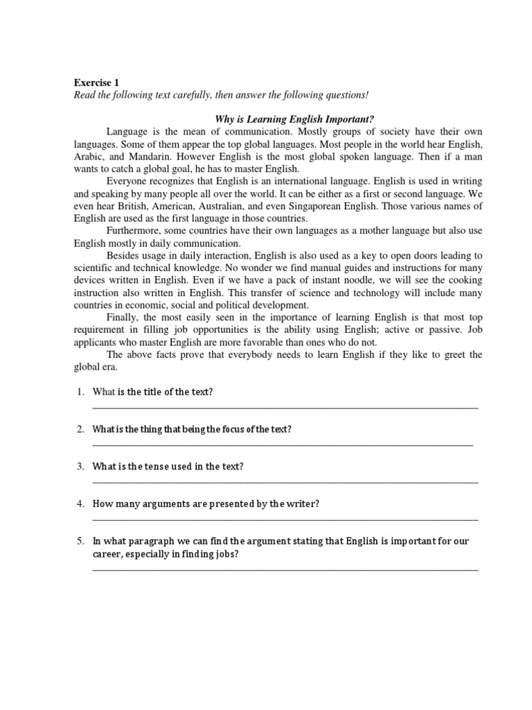 Analytical Exposition Exercise PDF | PDF | English Language | Human ...