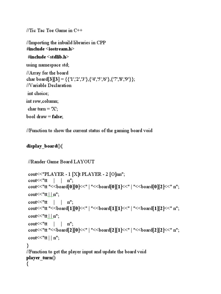 Tic Tac Toe Game In C Pdf Models Of Computation Computer Programming