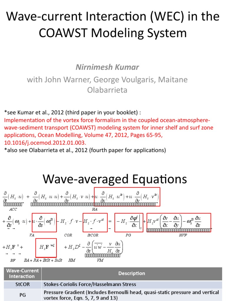 Wave-Current Interaction Using The Vortex Force Method | PDF ...