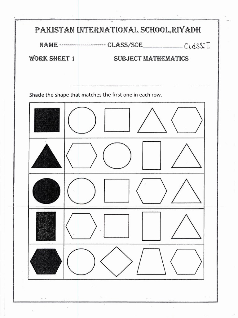 Math Class 1 Work Sheet 1 2 3 4 | PDF | Teaching Mathematics