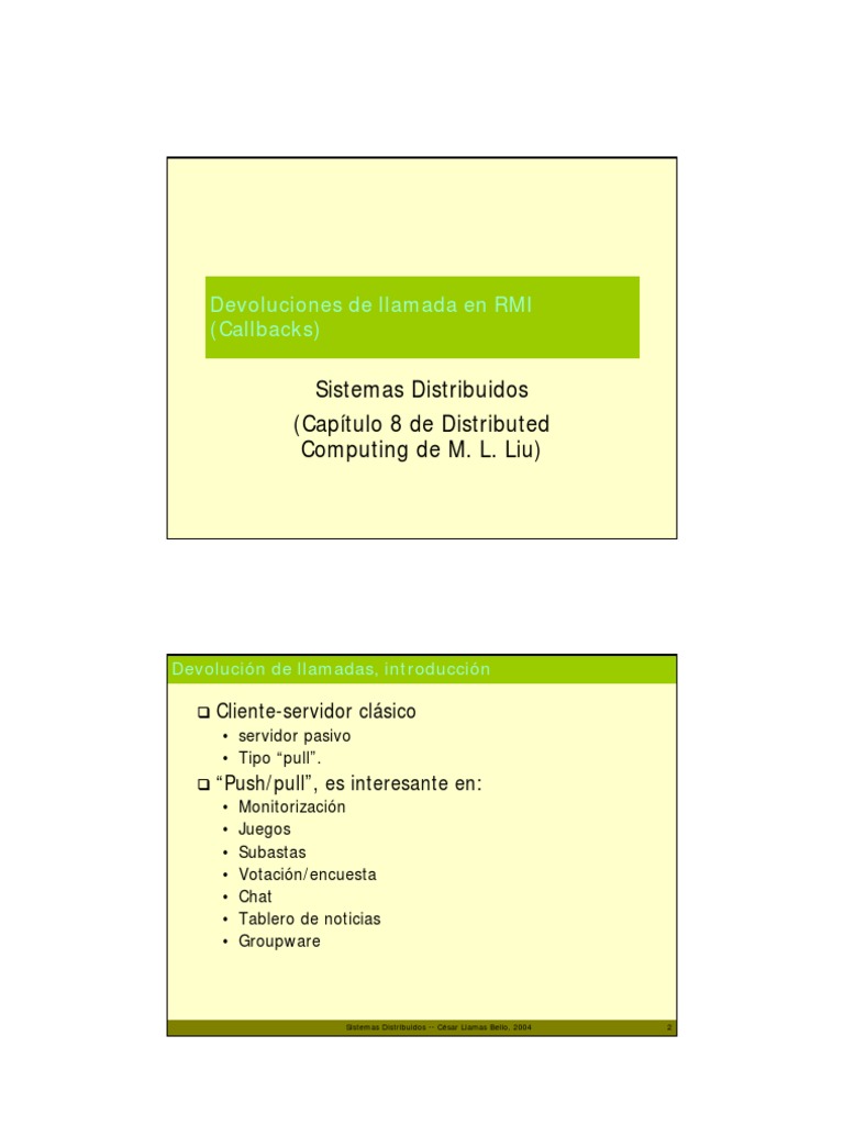 Callbacks en RMI para Sistemas Distribuidos | PDF | Servidor ...