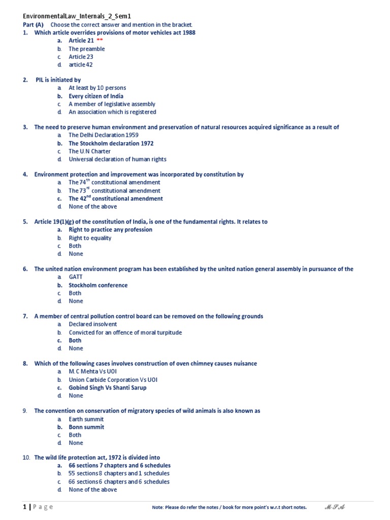 Environmental Law Exam Questions | PDF | Conservation Biology | Air ...