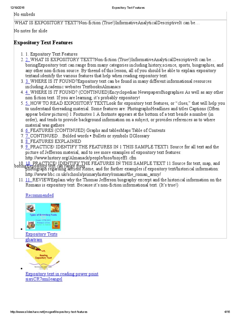 Expository Text Features | PDF | Communication