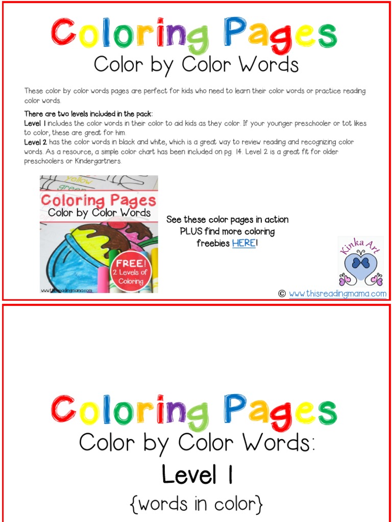 Color Words Coloring Pages PDF | PDF | Color | Electromagnetic Spectrum