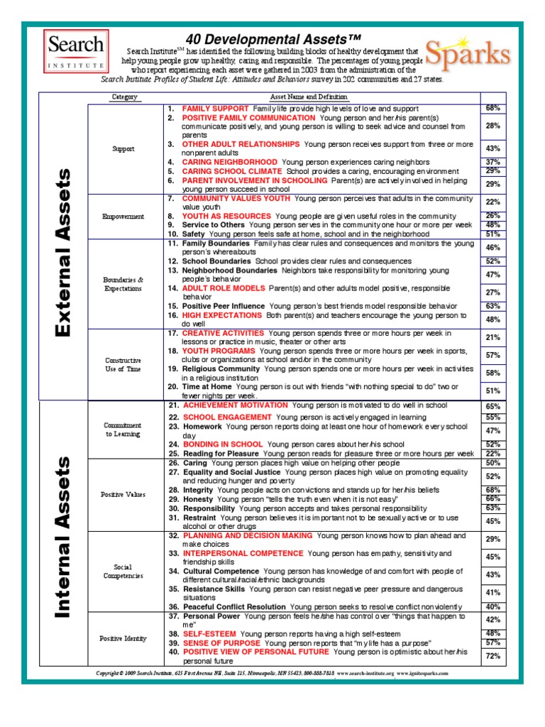 Sparks and The 40 Developmental Assets | Download Free PDF | Community ...