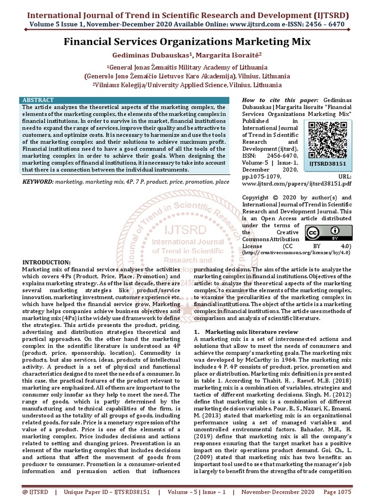 Financial Services Organizations Marketing Mix | PDF | Sales | Marketing