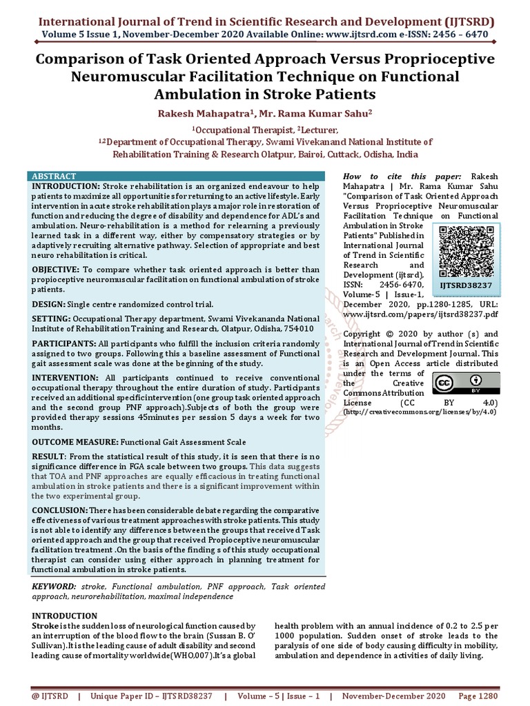 Comparison of Task Oriented Approach Versus Proprioceptive ...