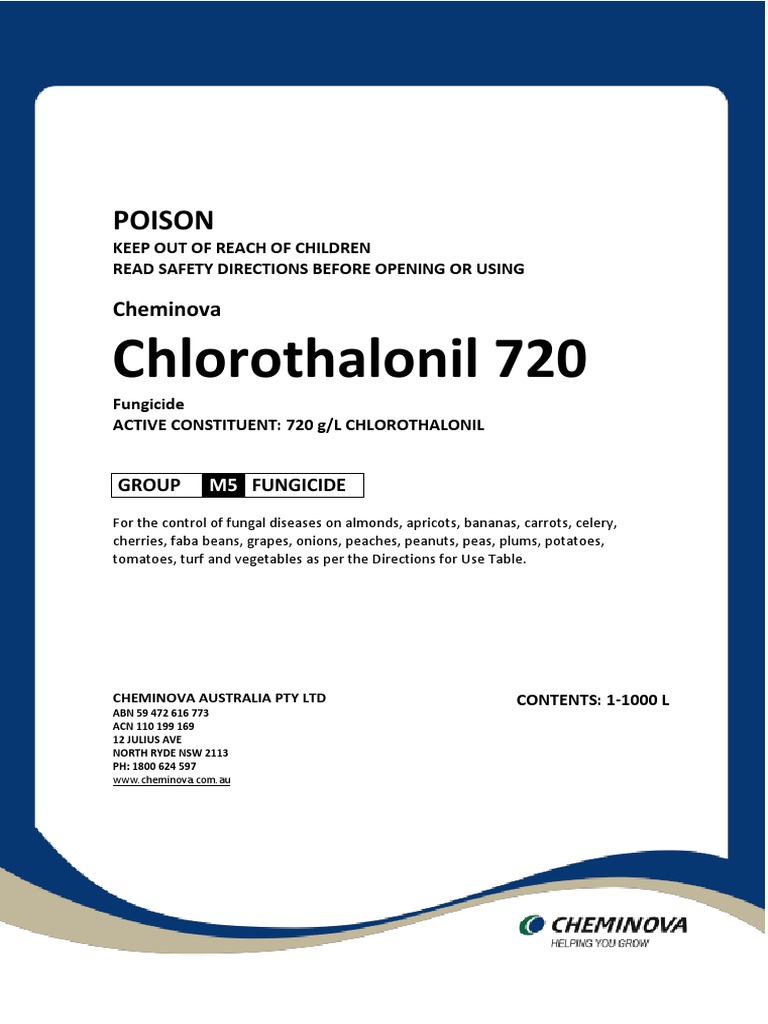 Chlorothalonil 720 Label Au | PDF | Pesticide | Edible Plants