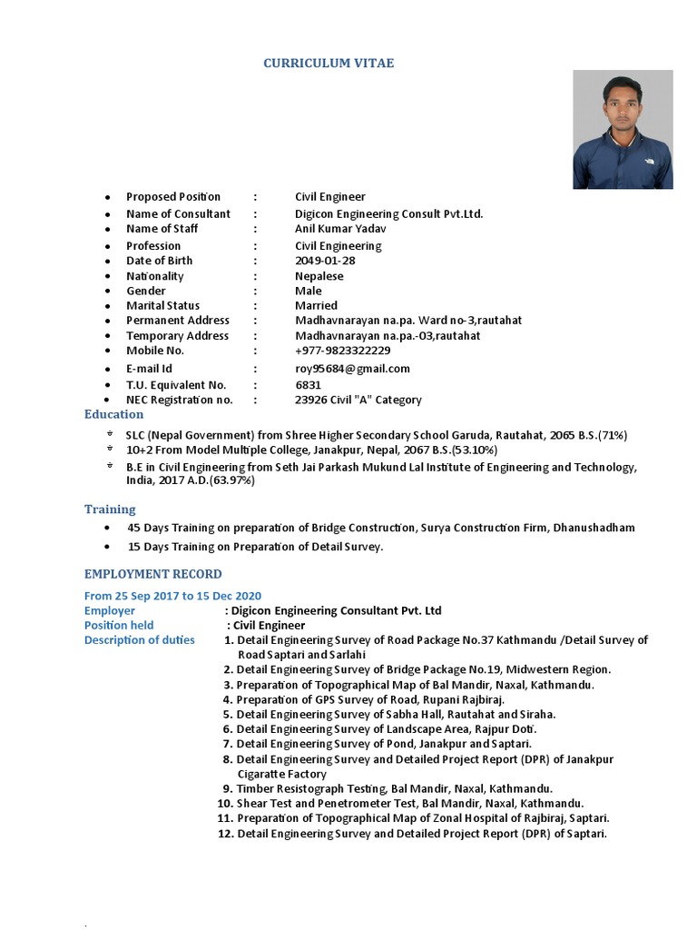 CV Anil New Updated | PDF | Engineering