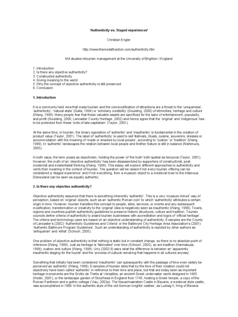 Authenticity Vs Staged Experiences | PDF | Authenticity (Philosophy ...