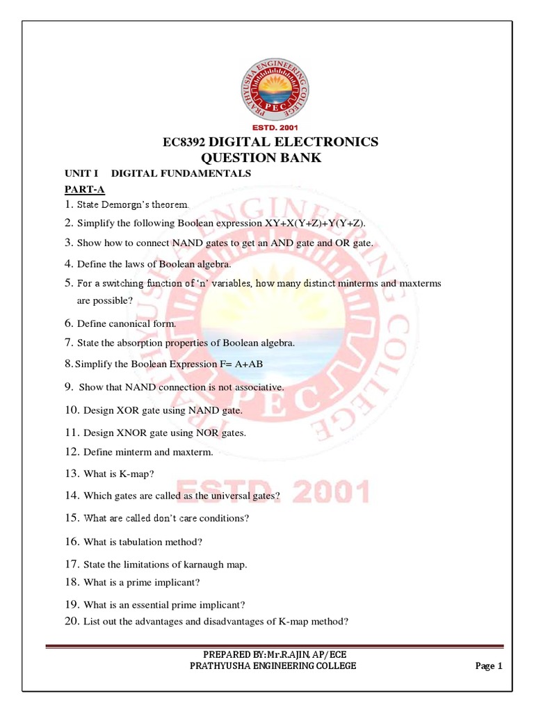 DSD Question Bank PDF | PDF | Computer Memory | Read Only Memory