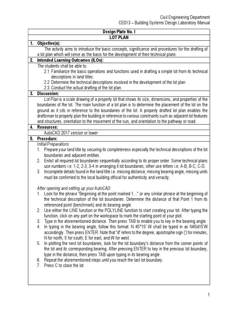 Lot Plan Drafting Guide | PDF | Information | Technical Drawing