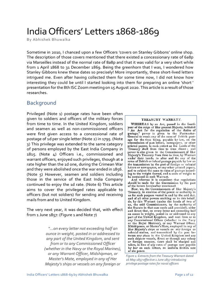 India Officers' Letters | PDF | Postage Stamp | Mail